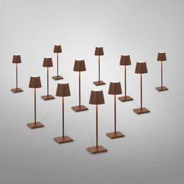 Zafferano Poldina 12er Set Akku Tischleuchte, LED mit Ladestation, LD0490RP+LD0490R3#12, Poldina Pro Micro