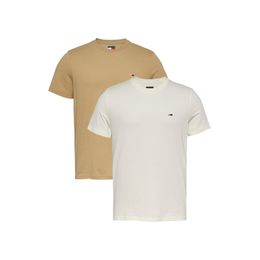 Tommy Jeans Damen Rundhalsshirt "TJM XSLIM 2PACK JERSEY TEE EXT"ancient wei&szlig;, relic tan, Gr. XXXL, unifarben, Single Jersey, Obermaterial: 100%