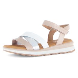 Gabor Damen Keilsandalette "FLORENZ", Gr. 42ros&eacute;, wei&szlig;, silberfarben, Kalbsleder, Schuhe, Riemchensandale, Sommerschuh, Komfortschuh in Weite G