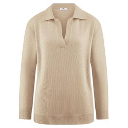 Peter Hahn - Polo-Pullover, beige, Gr. 42 / M - Wolle