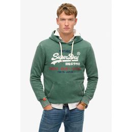 Superdry Herren Kapuzensweatshirt "VL CALI RELAXED HOOD"international pine, Gr. S, bedruckt, angeraute Sweatware, Obermaterial: 80% Baumwolle, 20%