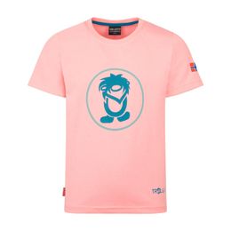 T-Shirt Trollkids "KIDS TROLL T", Mädchen, Gr. 164, blau (peony rose, harbor blau), Obermaterial: 65% Baumwolle, 35% Polyester, normal, Rundhals, Shirts