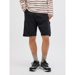 Jack & Jones Shorts JACK & JONES "JPSTTONY CARPENTER SHORTS MID SN", Herren, Gr. S, N-Gr, tap shoe, Web, Obermaterial: 100% Baumwolle, unifarben, loose fit knielang, Hosen