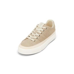 Marc O'Polo MARC O'POLO Damen Sneaker "aus Veloursleder mit Ripsband", Gr. 40light dusty sand, Obermaterial: 100% Leder (Rind), unifarben, Schuhe