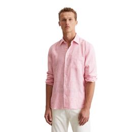 Marc O'Polo MARC O'POLO Herren Leinenhemdmulti, raspberry pink, Gr. S, gestreift, Web, Obermaterial: 100% Leinen, Hemden, fein gestreift
