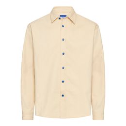 HUGO BLUE Herren Langarmhemd "Ebino", beige, Gr. L, unifarben, Denim/Jeans, Obermaterial: 100% Baumwolle, Hemden, mit kontrastfarbigen Knöpfen