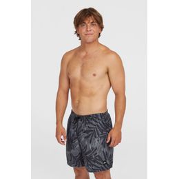 O`Neill Badehose O'NEILL "O'NEILL CALI FLORAL 16'' SWIMSHORTS", Herren, Gr. M, N-Gr, schwarz (schwarz dipped), Obermaterial: 100% Polyester, Badehosen Badehose