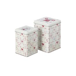 HOME STORY Keksdose 2er Set weiß Metall Maße (cm): H: 15 Ø: 10.6 » Möbel Kraft