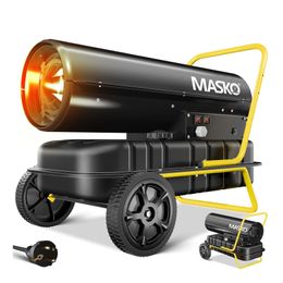 Masko® Heizkanone 30kW Diesel Bautrockner Bauheizer Heißluftgenerator Heizgebläse 34L Tank mit Thermostat Ölheizer Luftstrom 750m³/h/Stunde Ölbeheizung Heizlüfter Heizstrahler
