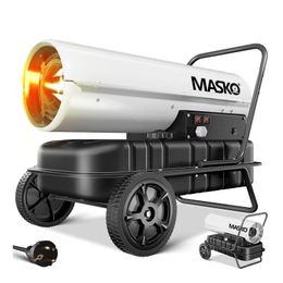 Masko® Heizkanone 30kW Diesel Bautrockner Bauheizer Heißluftgenerator Heizgebläse 34L Tank mit Thermostat Ölheizer Luftstrom 750m³/h/Stunde Ölbeheizung Heizlüfter Heizstrahler