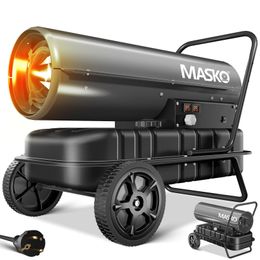 Masko® Heizkanone 30kW Diesel Bautrockner Bauheizer Heißluftgenerator Heizgebläse 34L Tank mit Thermostat Ölheizer Luftstrom 750m³/h/Stunde Ölbeheizung Heizlüfter Heizstrahler