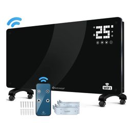 Kesser® Glaskonvektor Glasheizung Elektroheizkörper APP WiFi Funktion Inkl. Fernbedienung Elektroheizung Stand- oder ? Wand Heizung Heizkörper ?Touchscreen ? LCD-Display ? Timer 2500 Watt