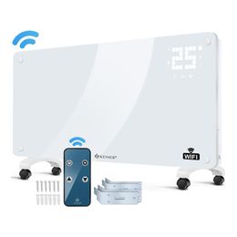 Kesser® Glaskonvektor Glasheizung Elektroheizkörper APP WiFi Funktion Inkl. Fernbedienung Elektroheizung Stand- oder ? Wand Heizung Heizkörper ?Touchscreen ? LCD-Display ? Timer 2500 Watt