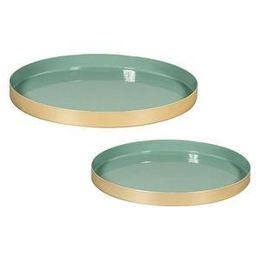 Rayher Dekoartikel eukalyptus/gold Metall-Tablett Ø 20,0 + 25,0 cm 2 St.