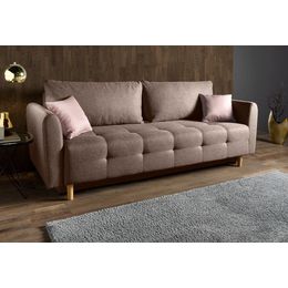 Schlafsofa Inosign, B:219cm H:93cm T:88cmcappuccino, Struktur (100% Polyester);Zierkissen: 100% Polyester;Korpus: 100% Polyester;Flachgewebe (100%