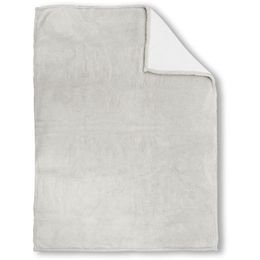 Tagesdecke Biberna "Tagesdecke Sherpa", weiß (sanftes weiß), B:150cm L:200cm, Polyester, Tagesdecken, Kuscheldecke, superweiche + warme Sherpa Wende-Decke