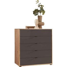 Schubkastenkommode Wiemann "Cardiff Sideboard, Wäscheschrank, teilmassiv Bianco-Eiche, Schubladen", braun, B:80cm, Sideboards, Schubkästen inklusive Selbsteinzug und Dämpfung