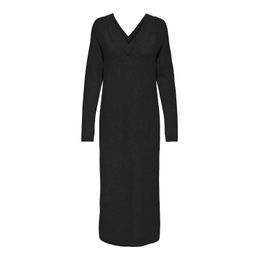 Strickkleid Only "ONLJEANETT LIFE LS V-NECK DRESS CC KNT", Damen, Gr. L (40), N-Gr, schwarz, Strick, Obermaterial: 88% Polyester, 6% Elasthan, 6% Nylon, unifarben, V-Ausschnitt, Kleider