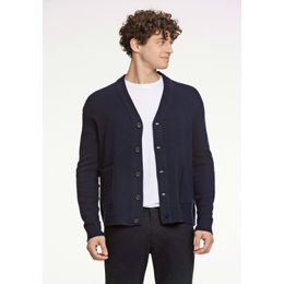 Cardigan LINDBERGH "LINDBERGH Cardigan", Herren, Gr. L, navy, Obermaterial: 80% Lammwolle, 20% Nylon, Strickjacken