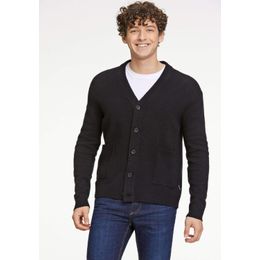 Cardigan LINDBERGH "LINDBERGH Cardigan", Herren, Gr. L, schwarz, Obermaterial: 80% Lammwolle, 20% Nylon, Strickjacken