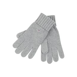 Strickhandschuhe Gant "COTTON BLEND LOGO", Damen, grau melange, Strick, Baumwollmischung, Handschuhe, wärmend