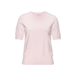 Kurzarmpullover Lascana, Damen, Gr. 36/38, rosé, Feinstrick, Obermaterial: 70% Viskose, 30% Polyamid, unifarben, Basic, figurumspielend hüftlang, Rundhals, Pullover, in Feinstrick-Qualität, T-Shirt Pullover, basic