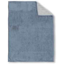 Tagesdecke Biberna "Tagesdecke Sherpa", taubenblau, B:150cm L:200cm, Polyester, Tagesdecken, Kuscheldecke, superweiche + warme Sherpa Wende-Decke