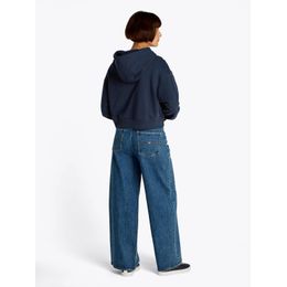 Kapuzensweatshirt Tommy Jeans CURVE "TJW RLX CRP SCRIPT HOODIE EXT", Damen, Gr. 5XL (50), blau (schwarz night navy), Sweatware, Obermaterial: 100% Baumwolle, unifarben, Casual, relaxed fit, Bündchen, Sweatshirts, in Großen Größen, mit Kapuze, Script Logoschriftzug