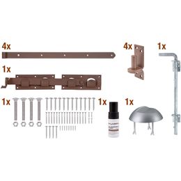 Torbeschlag Alberts "DURAVIS Beschlagssortiment", braun (rostbraun), Stahl, Beschl&auml;ge, f&uuml;r Doppeltore, duplexbeschichtet