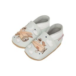 Lait et Miel Leder-Krabbelschuhe "Aviator" in Hellblau/ Beige - 39% | Größe 23/24 | Krabbelschuhe