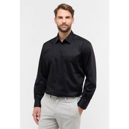 Langarmhemd Eterna "COMFORT FIT", Herren, Gr. 40, Normalgrößen, schwarz, Satin, 100% Baumwolle, normal, Manschette, Hemden, NON IRON (bügelfrei)