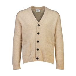 Cardigan LINDBERGH "LINDBERGH Cardigan", Herren, Gr. L, lt sand mel, Obermaterial: 80% Lammwolle, 20% Nylon, Strickjacken
