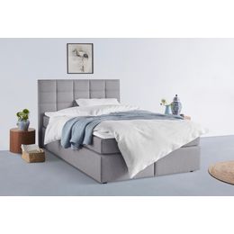 Boxbett Inosign "Ovalo", grau, B:154cm L:230cm, Komplettbetten, Boxspringbett, wahlweise mit Bettkasten, in H2, H3 & H4 erhältilich, Topseller