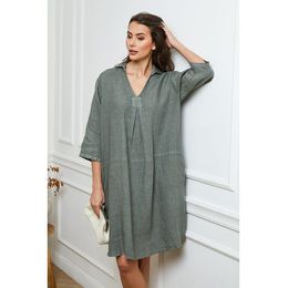 Fleur de Lin Leinen-Kleid in Khaki - 81% | Größe XXL | Damen-kleider