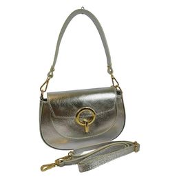 ORE10 Leder-Henkeltasche "Stross" in Silber- (B)24 x (H)16 x (T)5 cm - 80% | Damen-taschen