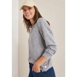 Strickpullover Cecil, Damen, Gr. M (40), urban dunkelblau melange, Strick, Obermaterial: 59% Viskose, 37% Polyester, 4% Elasthan, unifarben, normal hüftbedeckend, Rundhals, Pullover, mit Knöpfen