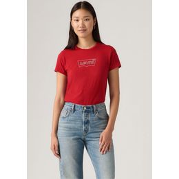 Levi's Rundhalsshirt LEVI'S "THE PERFECT TEE", Damen, Gr. XS (34), batwing iridescent r, Jersey, Obermaterial: 100% Baumwolle, bedruckt, figurbetont h&uuml;ftlang, Rundhals, Shirts Rundhalsshirt, mit Logo im Metallic-Holo Print