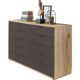 Schubkastenkommode Wiemann "Cardiff Sideboard, Wäscheschrank, teilmassiv Bianco-Eiche, Schubladen", braun, B:141cm, Sideboards, Schubkästen inklusive Selbsteinzug und Dämpfung