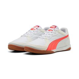 Fußballschuh Puma "PRESSING IV", Gr. 42,5, weiß (Puma weiß, glowing rot, schwarz crimson, Puma schwarz), Synthetik, Schuhe