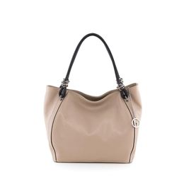 Lia Biassoni Leder-Schultertasche "Merula" in Beige - (B)32 x (H)28 x (T)14 cm - 74% | Damen-taschen
