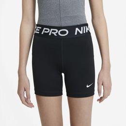 Funktionsshorts Nike "Pro Big Kids' (girls') 3" Shor", Kinder, Gr. L (152/158), N-Gr, schwarz, Jersey, Obermaterial: 83% Polyester, 17% Elasthan, unifarben, Hosen