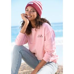 Sweatshirt ELBSAND, Damen, Gr. L (40), rosa, Sweatware, Obermaterial: 95% Baumwolle, 5% Elasthan, unifarben, figurumspielend hüftlang, Rundhals, Sweatshirts, mit verstellbarem Gummizug am Saum