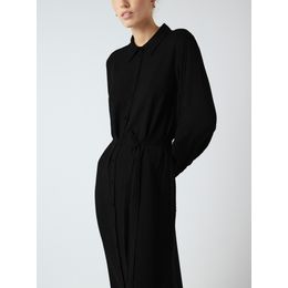 Hemdblusenkleid Y.A.S "YASKAYA LS LONG SHIRT DRESS S. NOOS", Damen, Gr. 40, N-Gr, schwarz, Web, Obermaterial: 85% Viskose, 15% Nylon, unifarben, regular fit knöchellang, Kleider, Sommerkleid