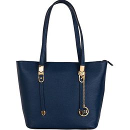 Mia Tomazzi Leder-Schultertasche "Cesena" in Dunkelblau - (B)27 x (H)39 x (T)13 cm - 73% | Damen-taschen