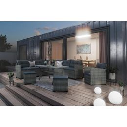 Ambia Garden Dining-Loungeset, Grau, Metall, Kunststoff, 7-teilig, F&uuml;llung: Polyester, einzeln stellbar, zylindrisch, 194x193 cm, Bsci, Loungem&ouml;bel, Gartenlounge-Sets