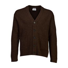 Cardigan LINDBERGH "LINDBERGH Cardigan", Herren, Gr. L, dk braun mel, Obermaterial: 80% Lammwolle, 20% Nylon, Strickjacken