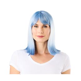 buttinette Longbob-Perücke "Sky", weiß/blau