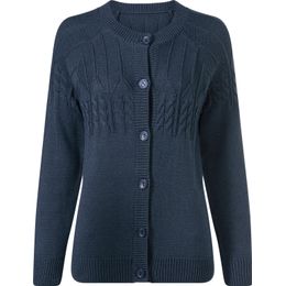 CRÉATION L Damen Strickjacke mit Raglan-Ärmeln dunkelblau-meliert Größe 38