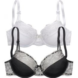 Damen B&uuml;gel-BH schwarz-wei&szlig;+wei&szlig; Gr&ouml;&szlig;e 105E