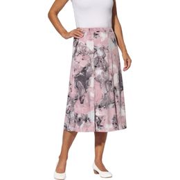 CRÉATION L Damen Bahnenrock mit Stretch-Futter rosé-steingrau-bedruckt Größe 38